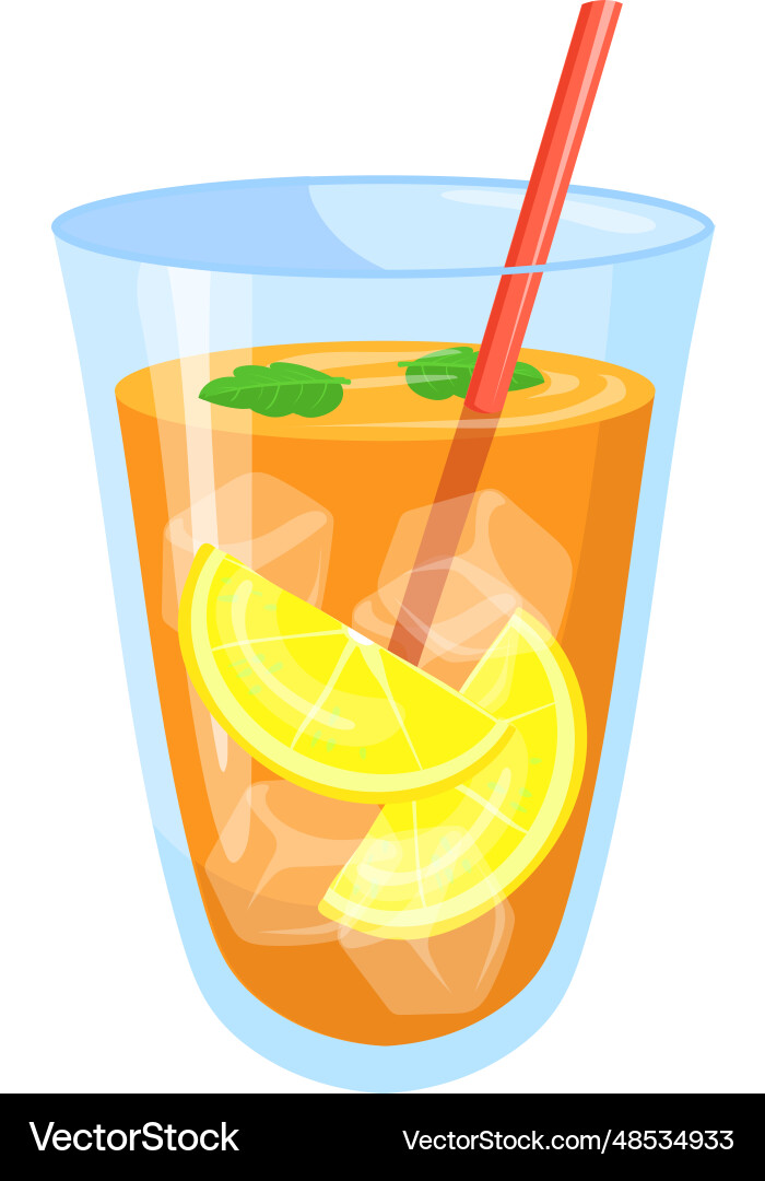 Lemonade glass cartoon icon ice refreshment Vector Image