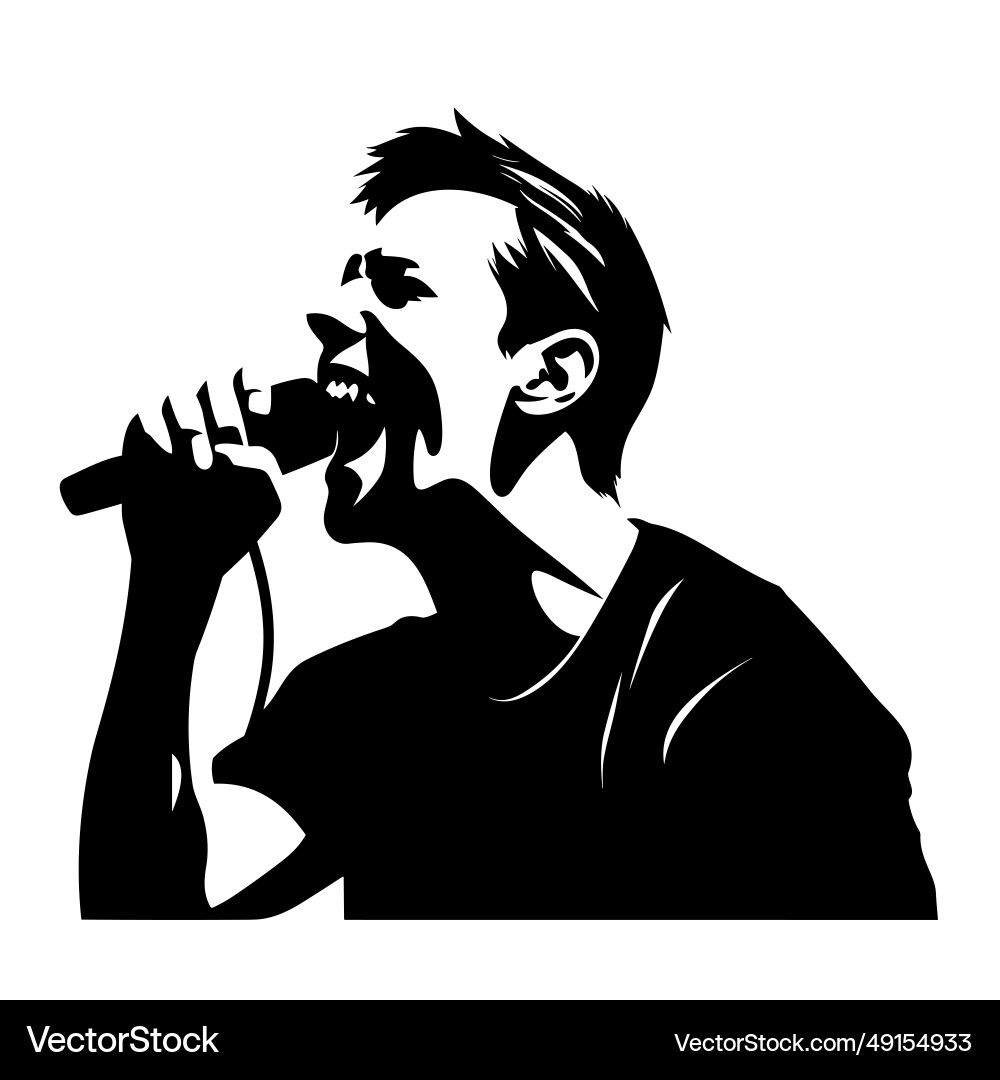 Singer black icon on white background male Vector Image