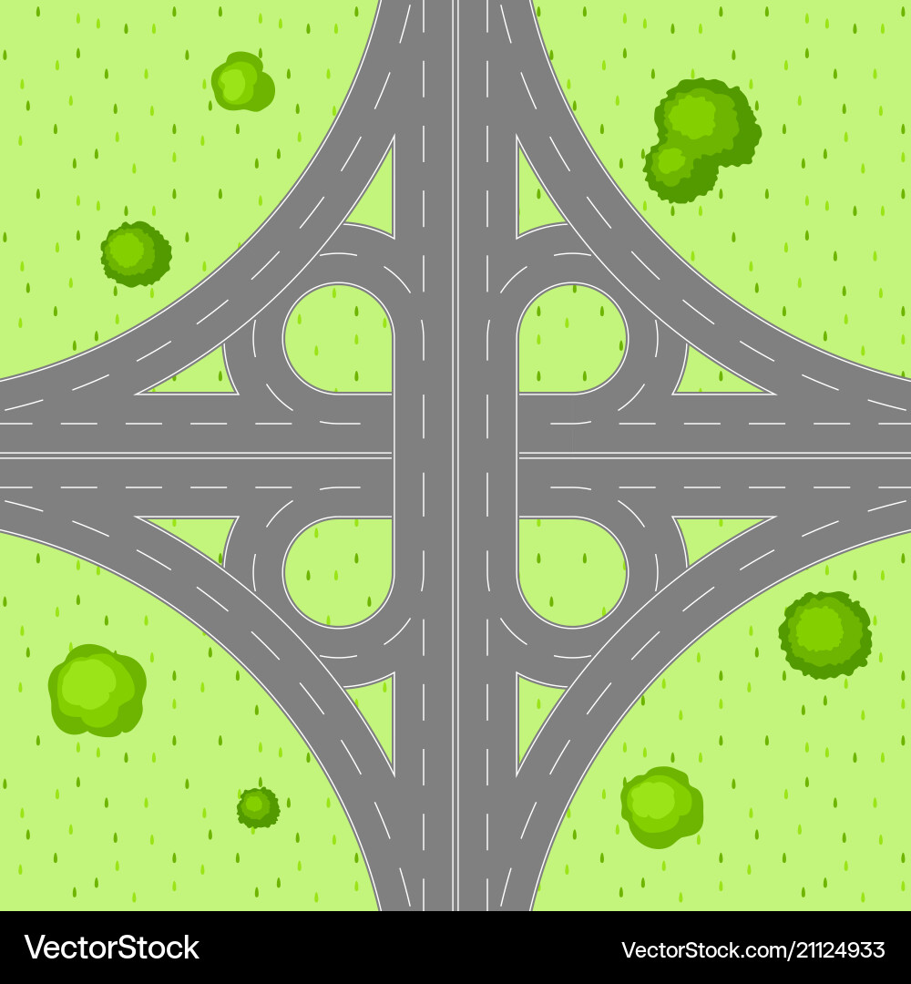 Top view road junction Royalty Free Vector Image