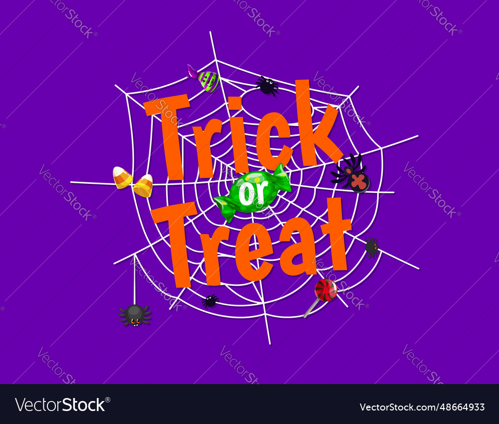 Trick or treat halloween banner spiders and sweets
