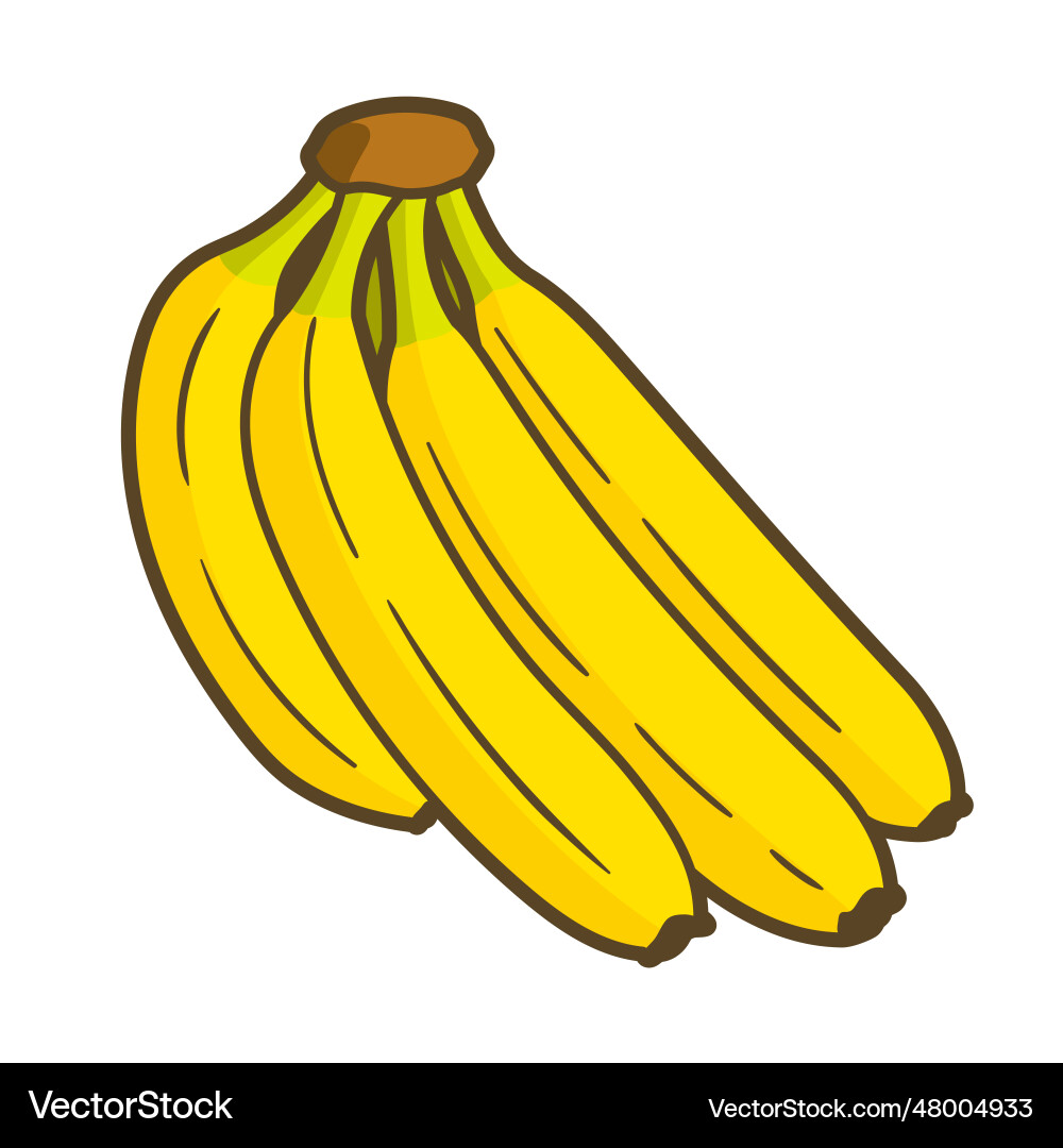 Yellow banana flat isolated on white background Vector Image