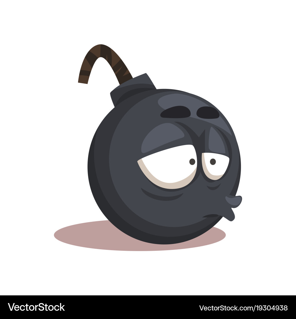 Cartoon funny round bomb character with stressed Vector Image