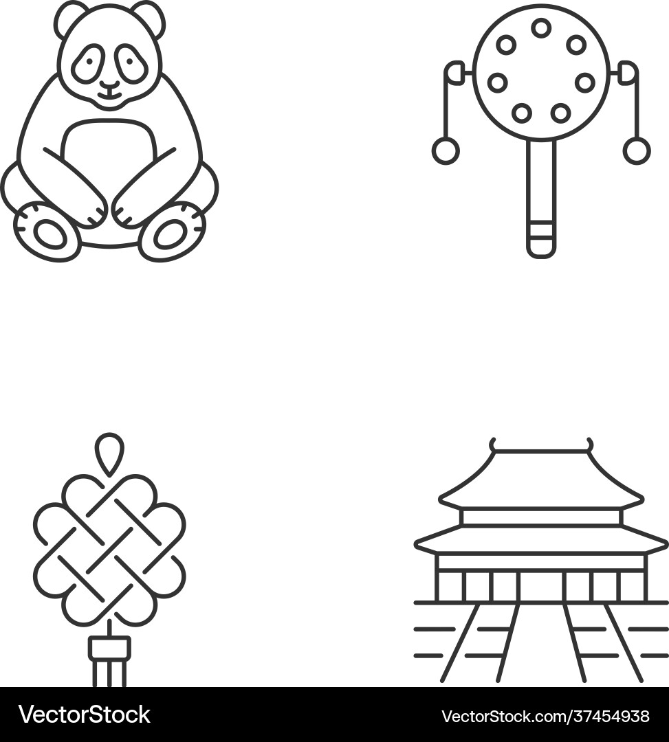 Chinese culture linear icons set Royalty Free Vector Image