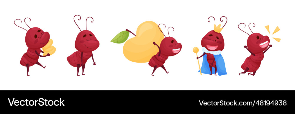 Cute little ant baby doing various activities Vector Image