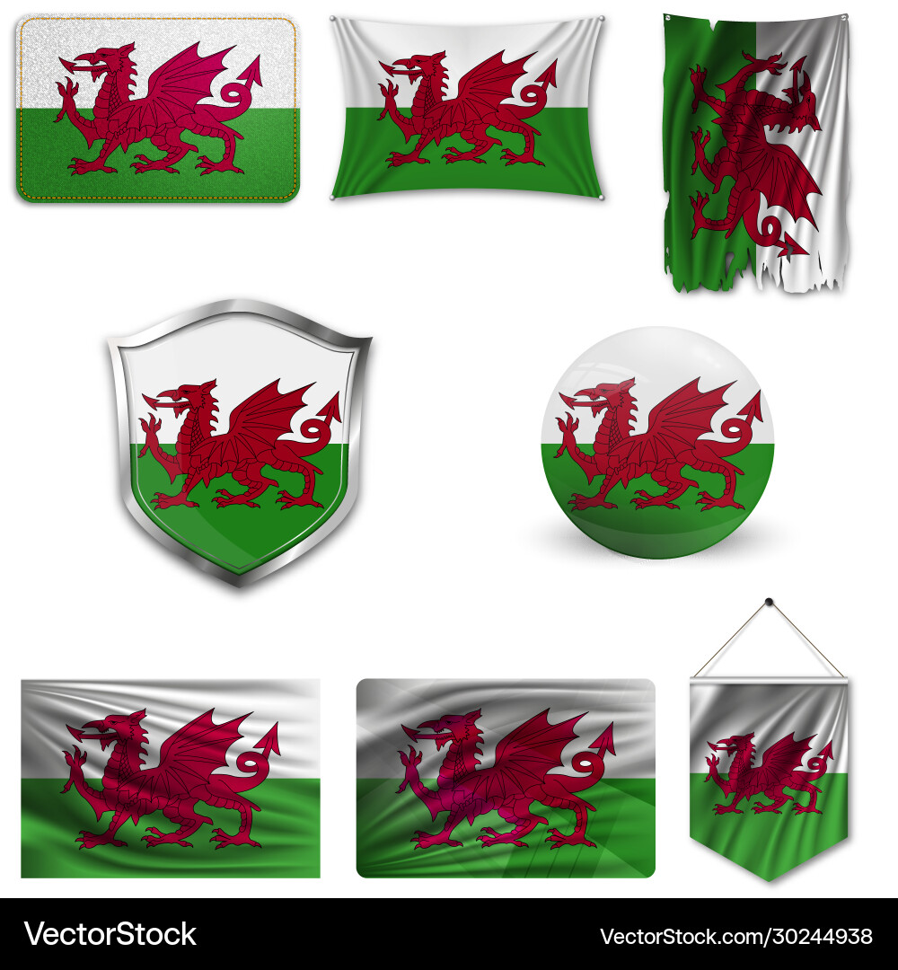 Flag wales national sign Royalty Free Vector Image