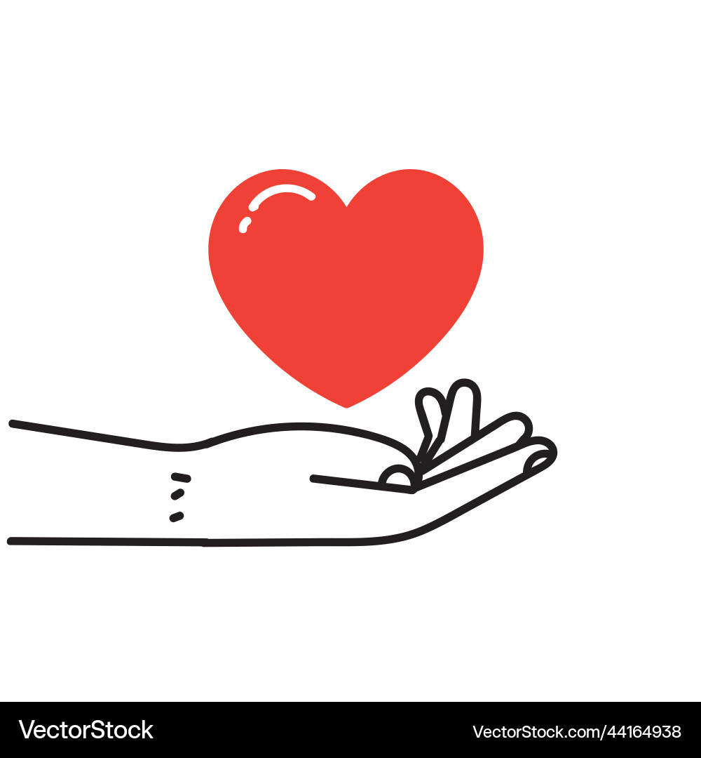 Hand drawn doodle holding love heart Royalty Free Vector