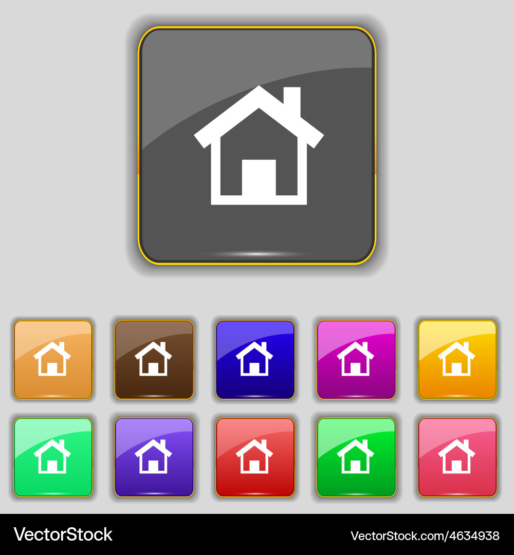 Home main page icon sign set with eleven colored Vector Image