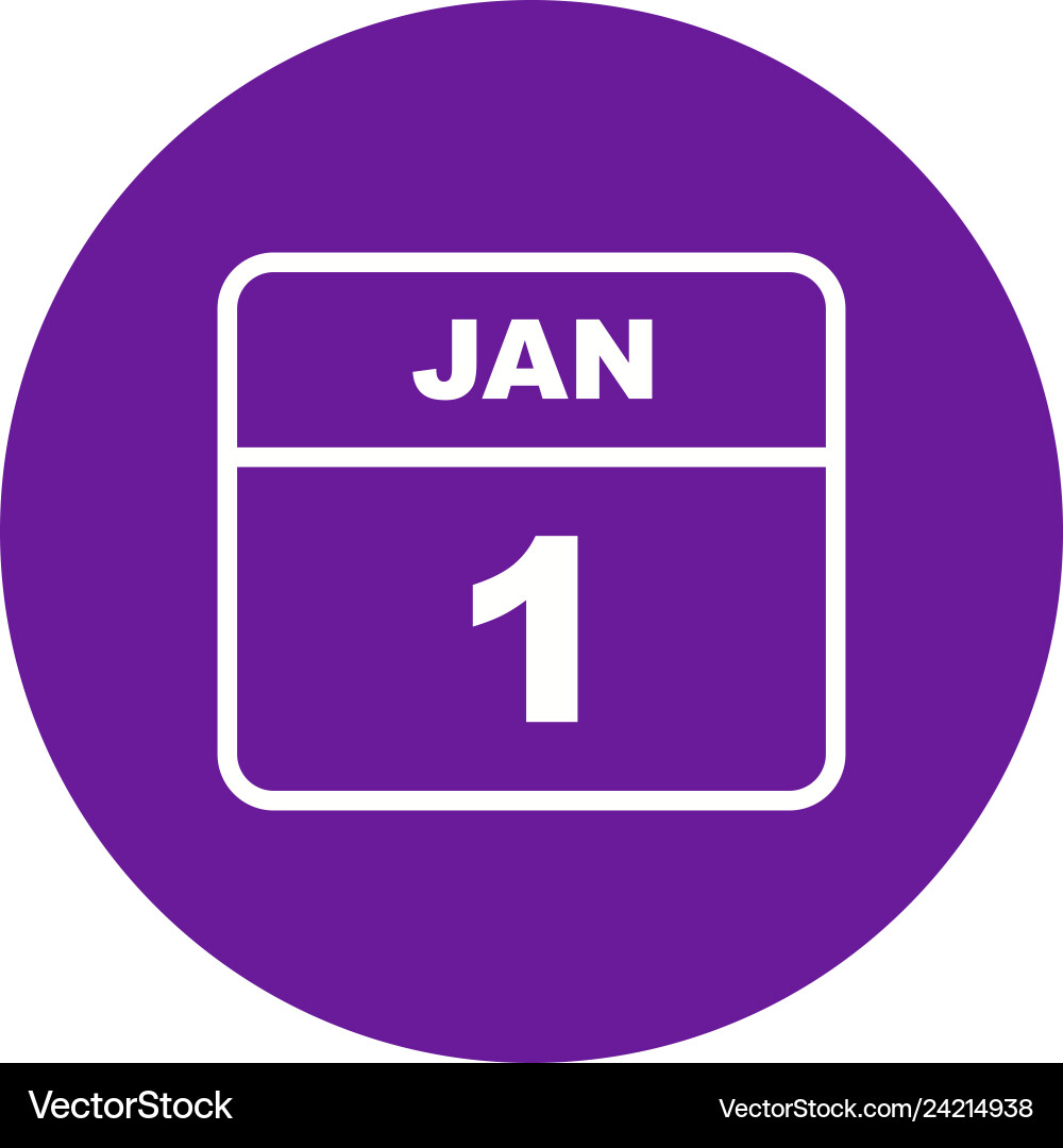 January 1st date on a single day calendar Vector Image