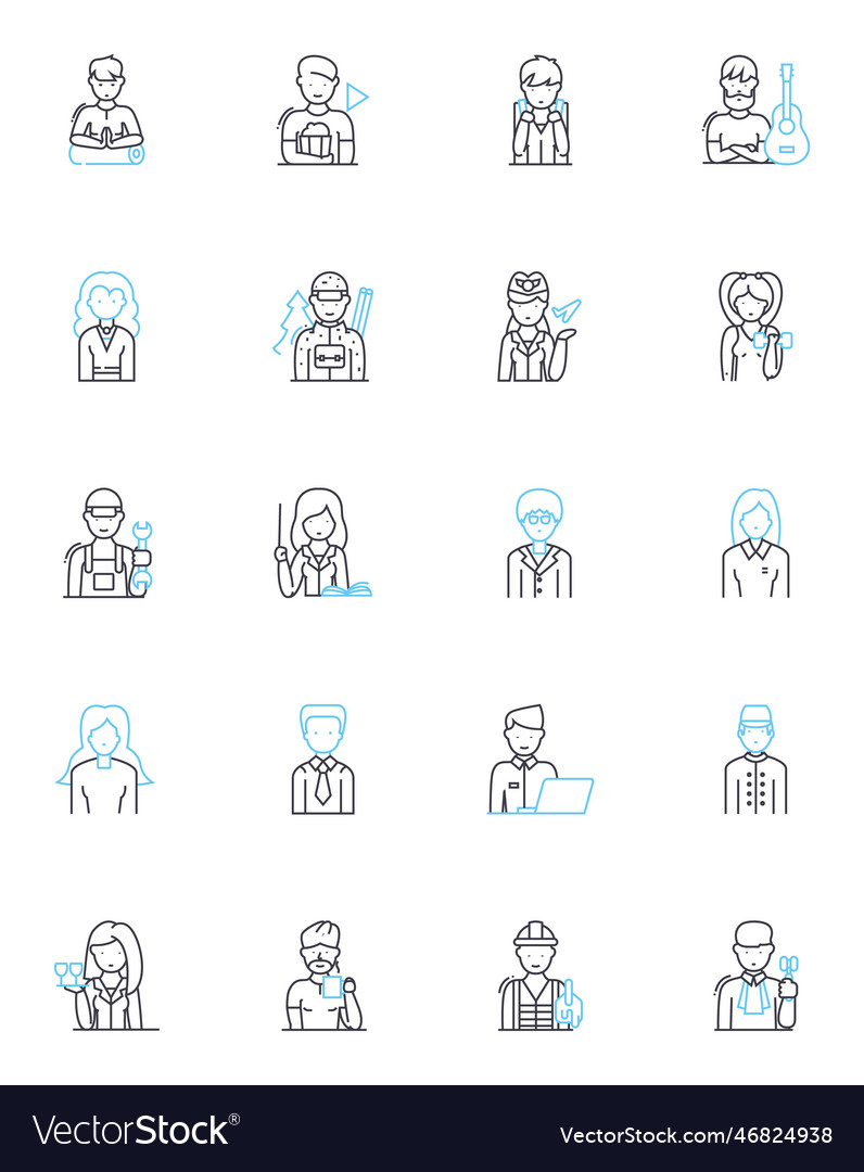 Market Data Linear Icons Set Trends Analytics Vector Image