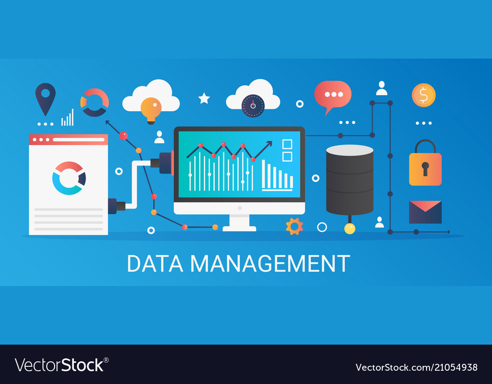 Modern flat gradient data management Royalty Free Vector