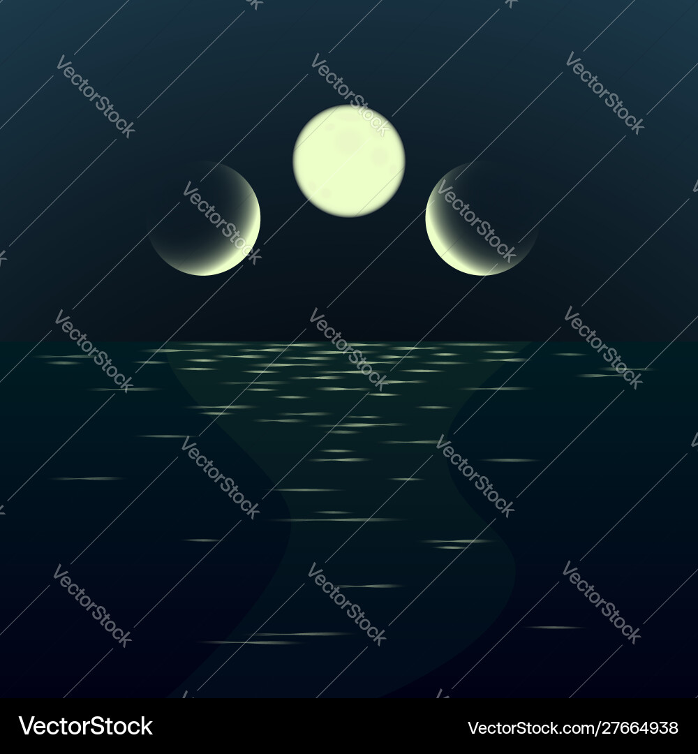 Night fantasy moonrise seascape Royalty Free Vector Image