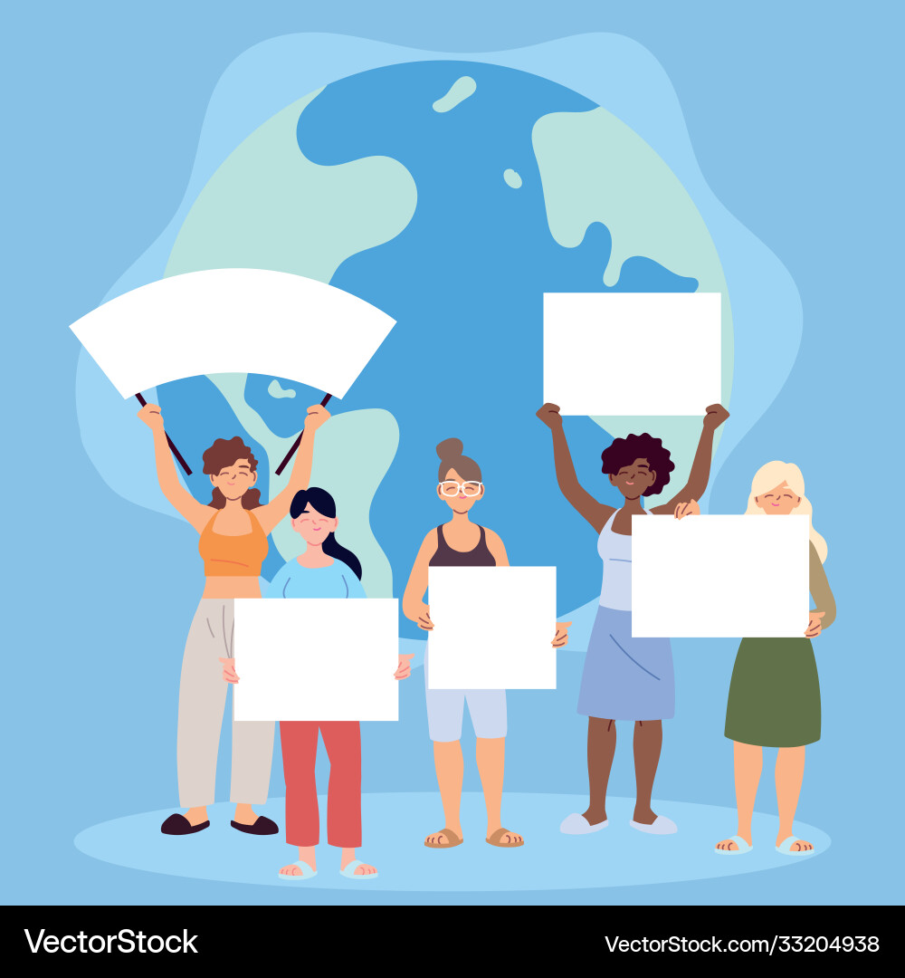 People with holding placards at a social protest Vector Image