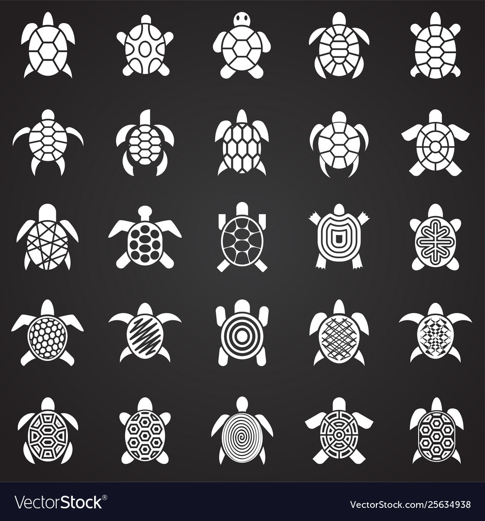 Sea turtle icons set on background for graphic Vector Image
