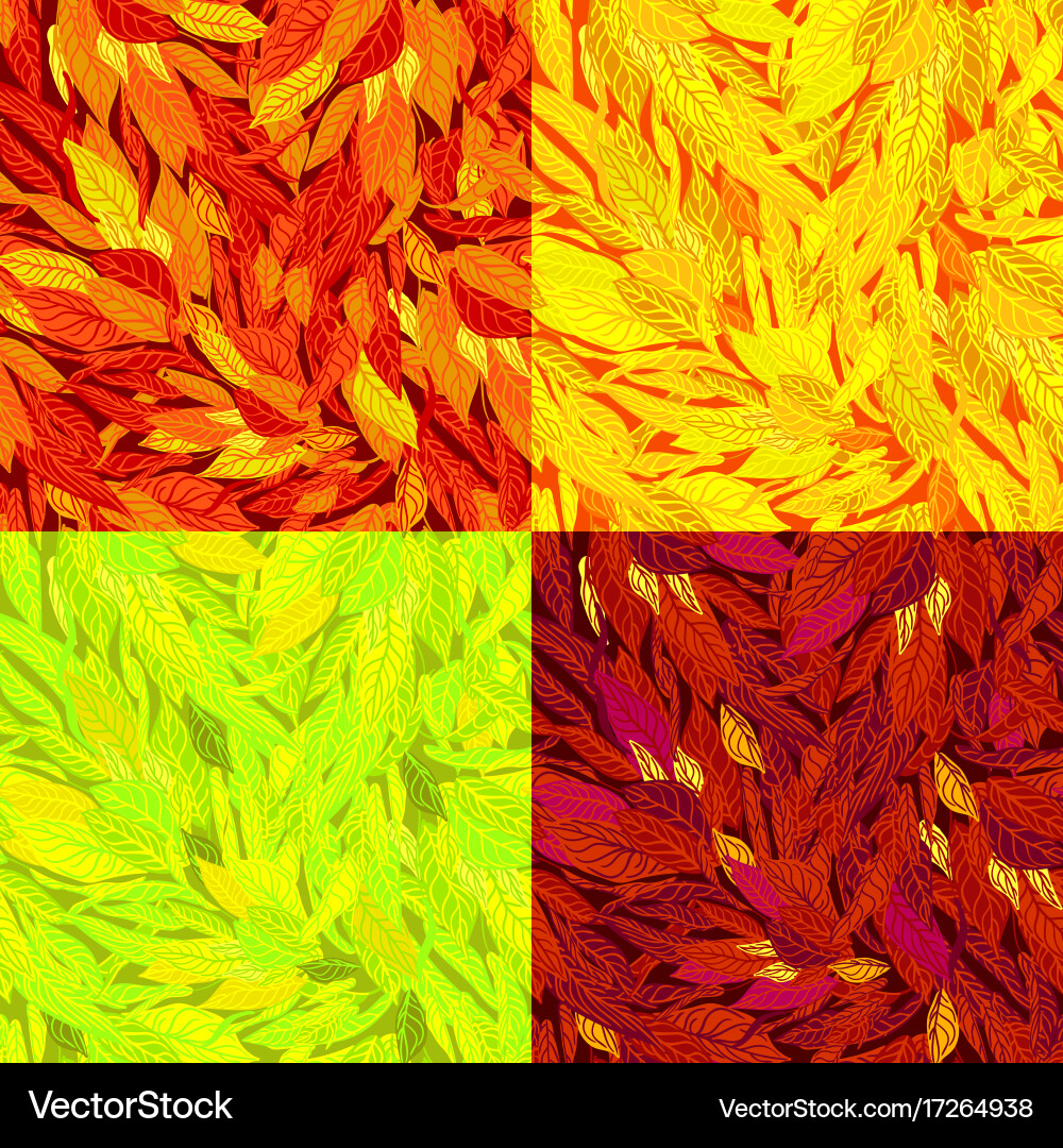 Set of seamless pattern with autumn leaves Vector Image