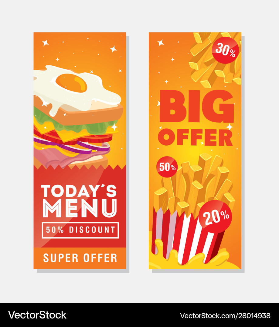 Set poster offer delicious fast food Royalty Free Vector
