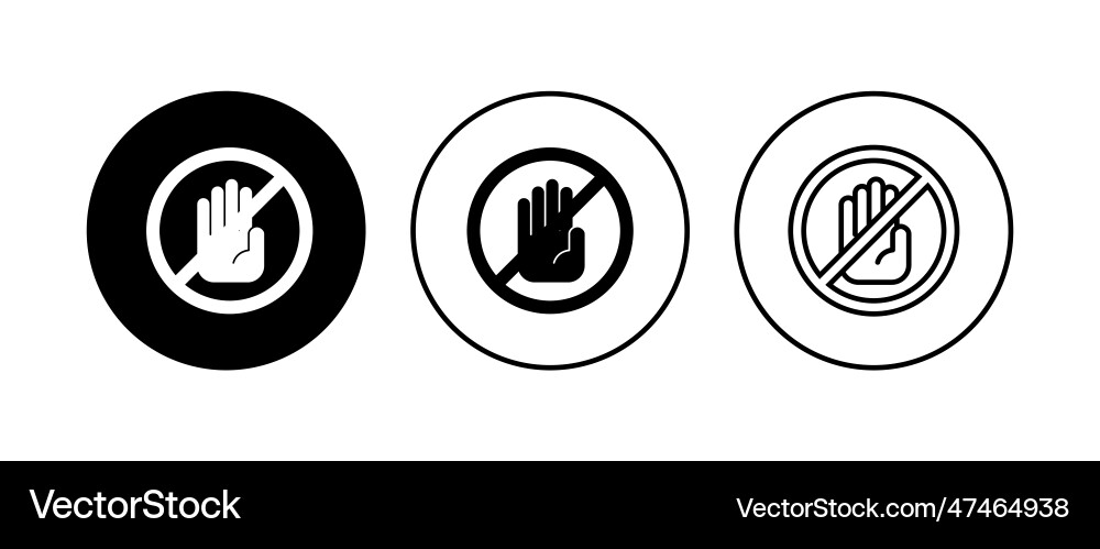 Stop icon set stop road sign hand stop icon Vector Image