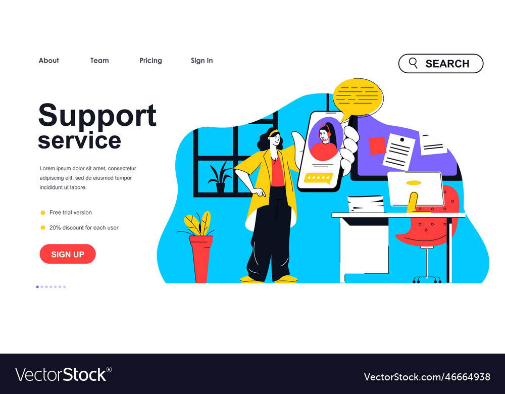 Support service concept for landing page template Vector Image