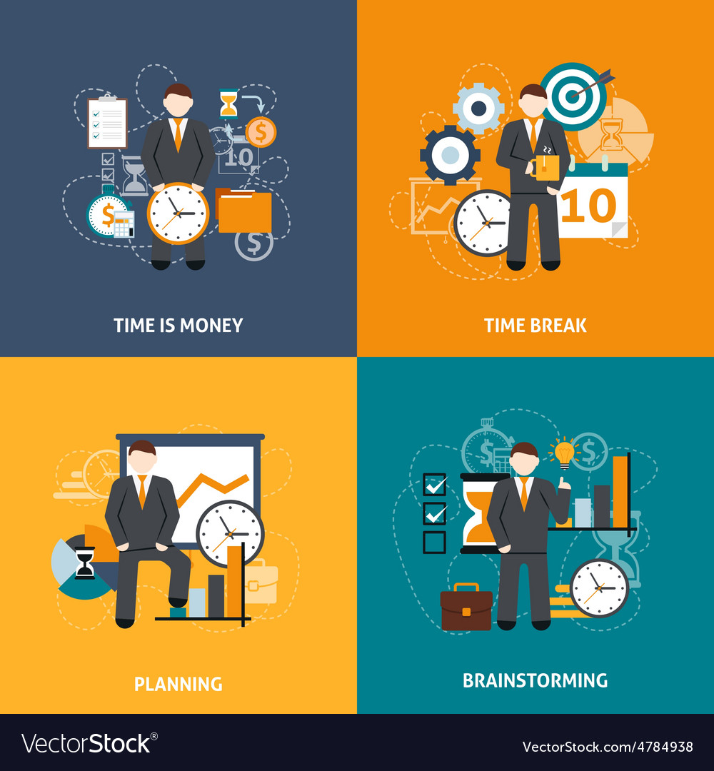 Time management flat Royalty Free Vector Image