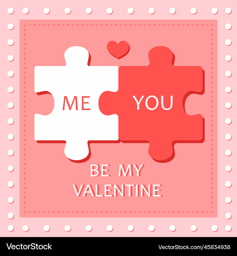 Two pieces matched jigsaw with heart shape Vector Image