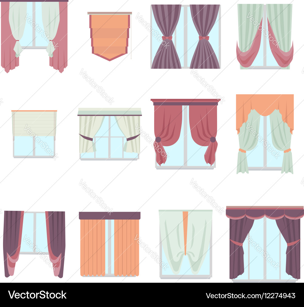 Big collection of various window decoration Vector Image