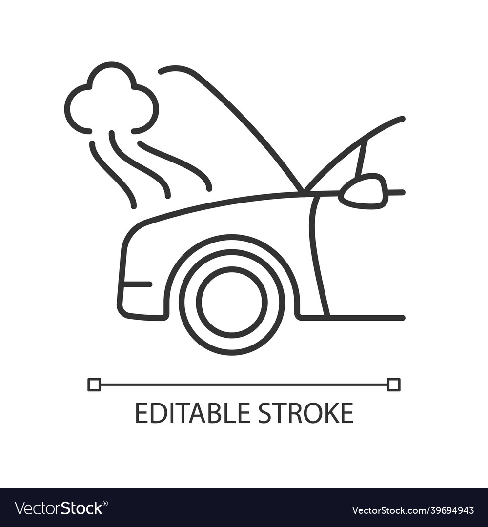 Car engine damage linear icon Royalty Free Vector Image