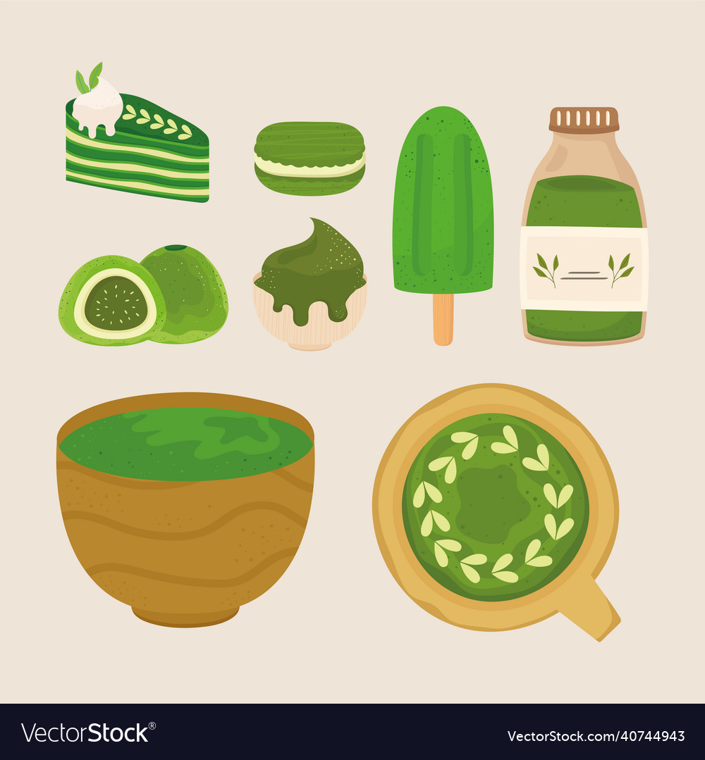 Different matcha preparation Royalty Free Vector Image
