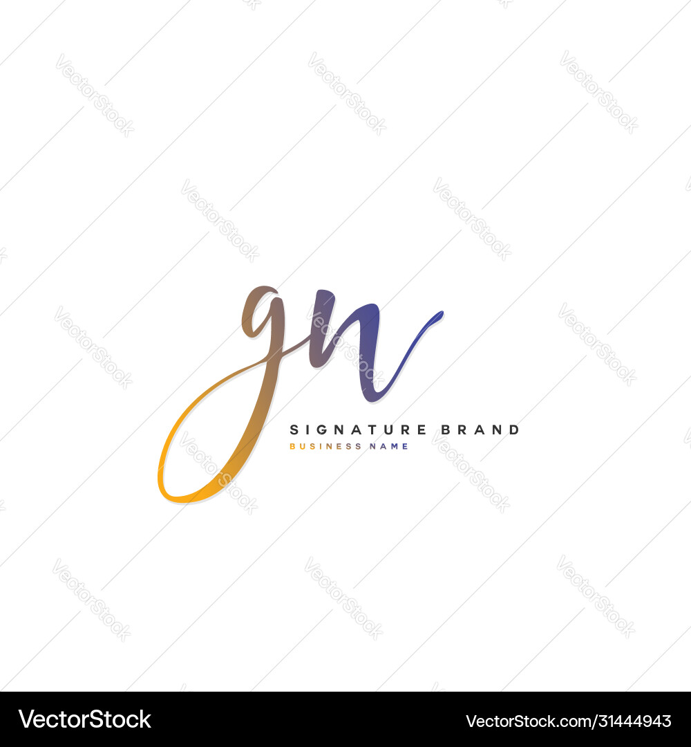 G n gn initial letter handwriting and signature Vector Image