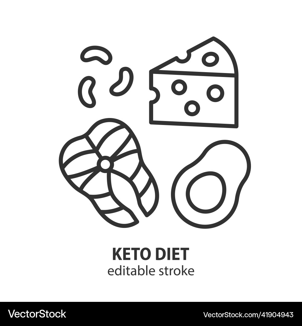 Keto diet line icon ketogenic concept Royalty Free Vector