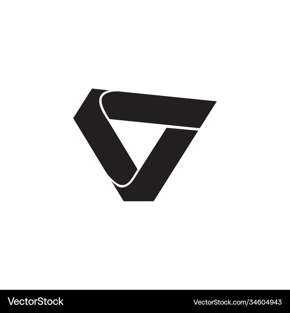 Letter v simple loop 3d flat logo Royalty Free Vector Image
