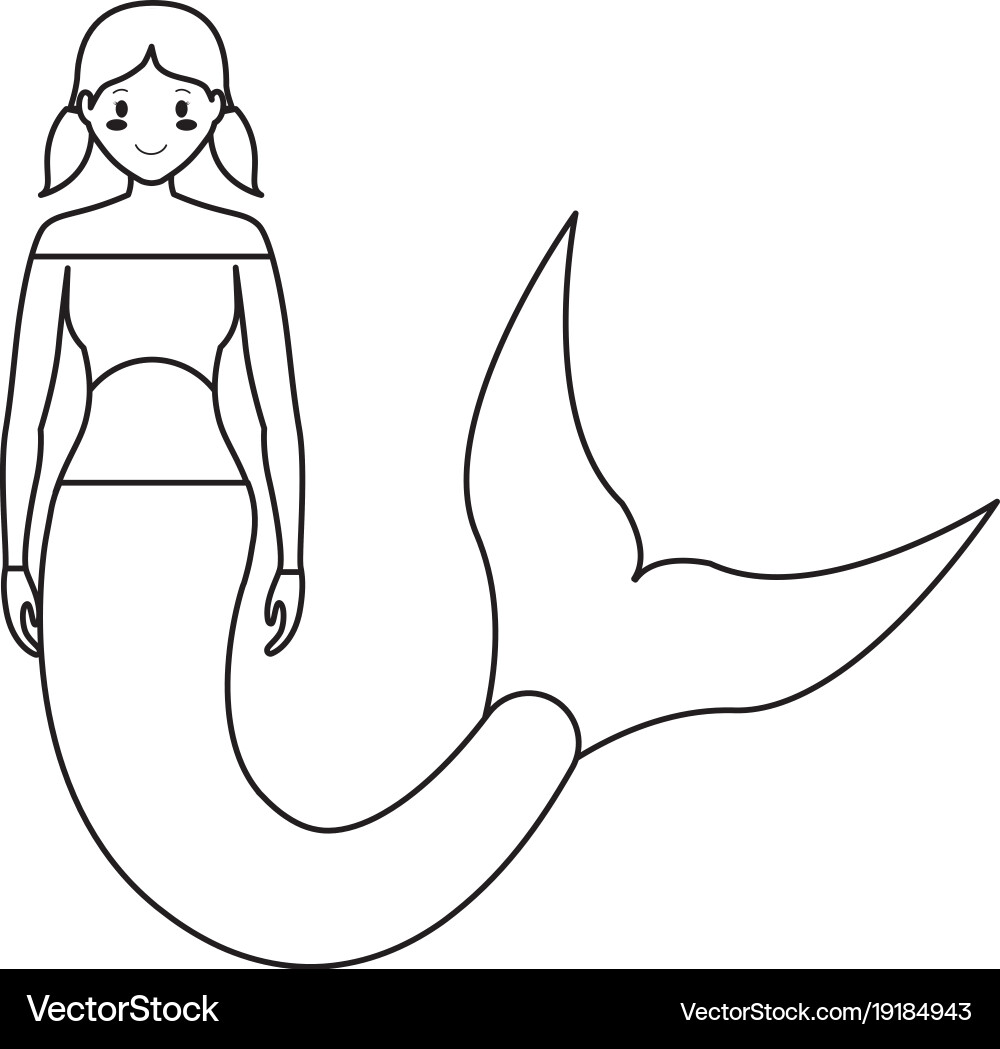 Mermaid with two hair tails Royalty Free Vector Image