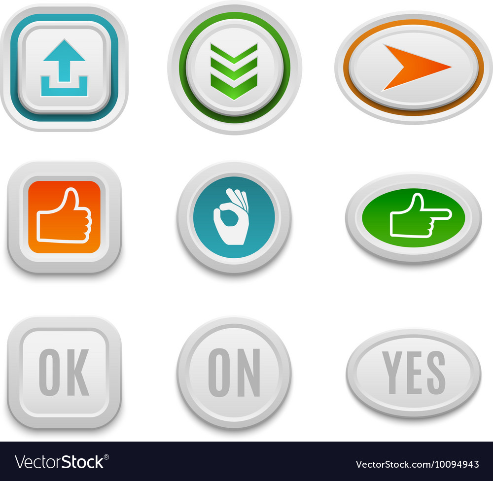 Ok button set Royalty Free Vector Image - VectorStock