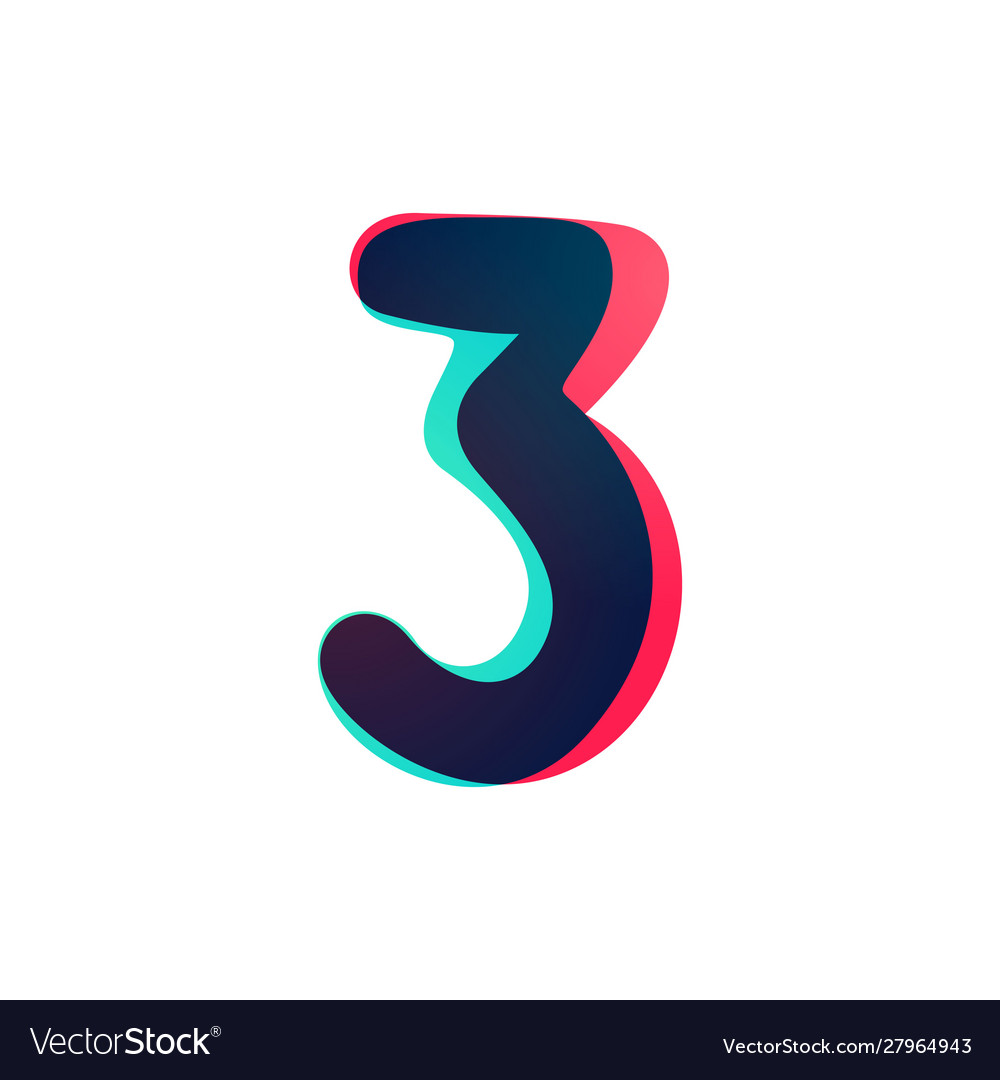 Overlapping gradient number three logotype Vector Image