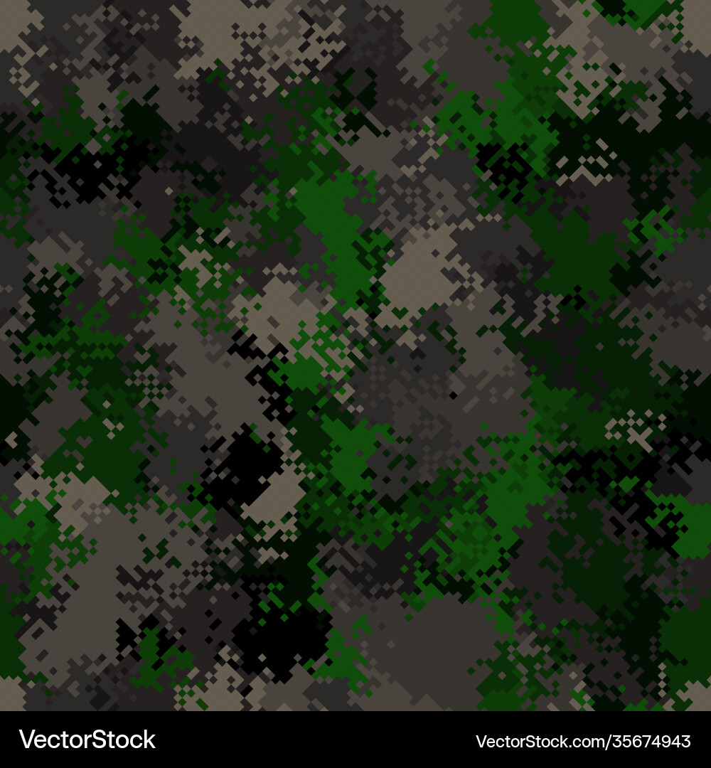 Seamless digital woodland pixel camo texture Vector Image