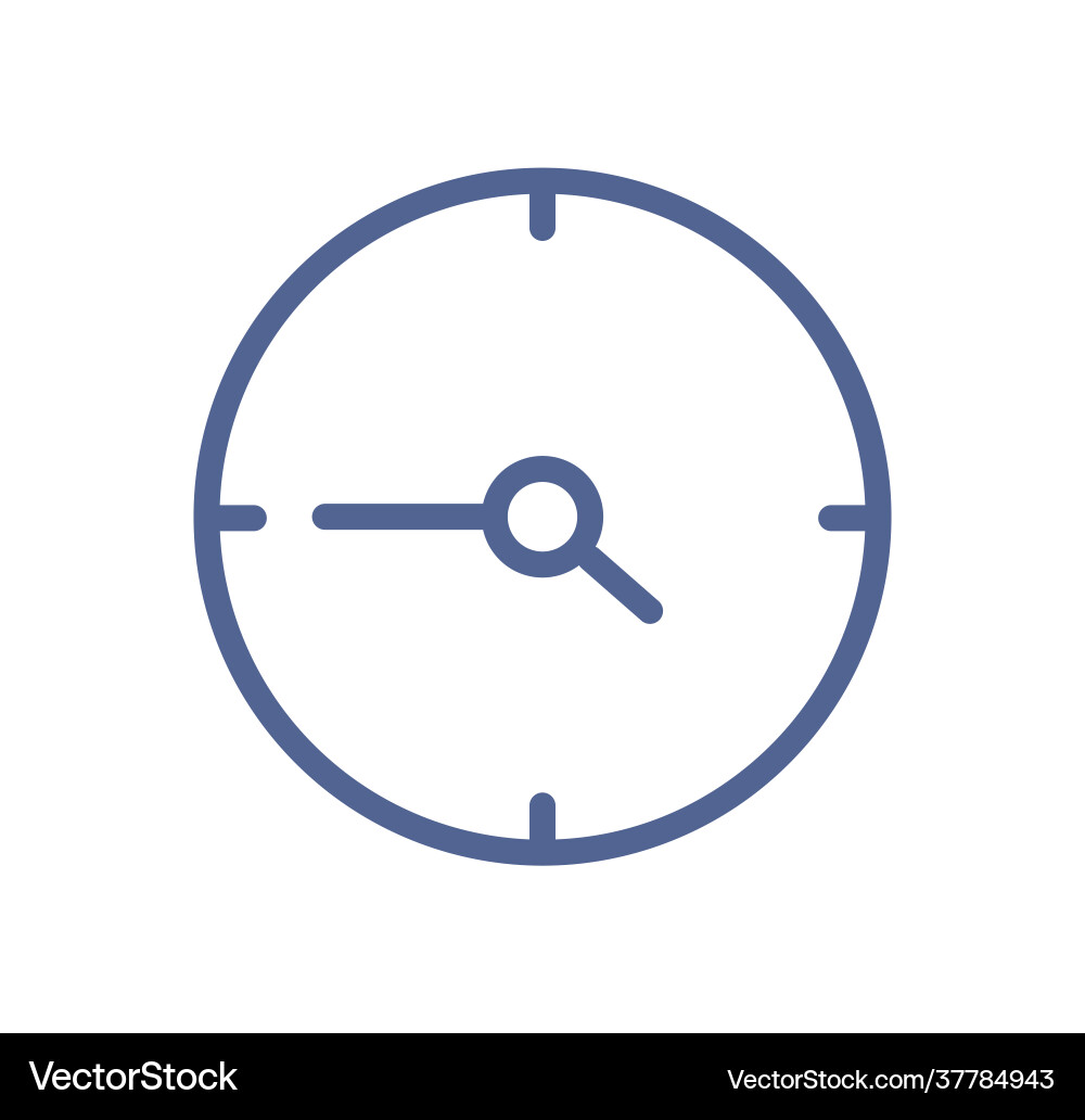 Simple line art icon clock with hour and minute Vector Image