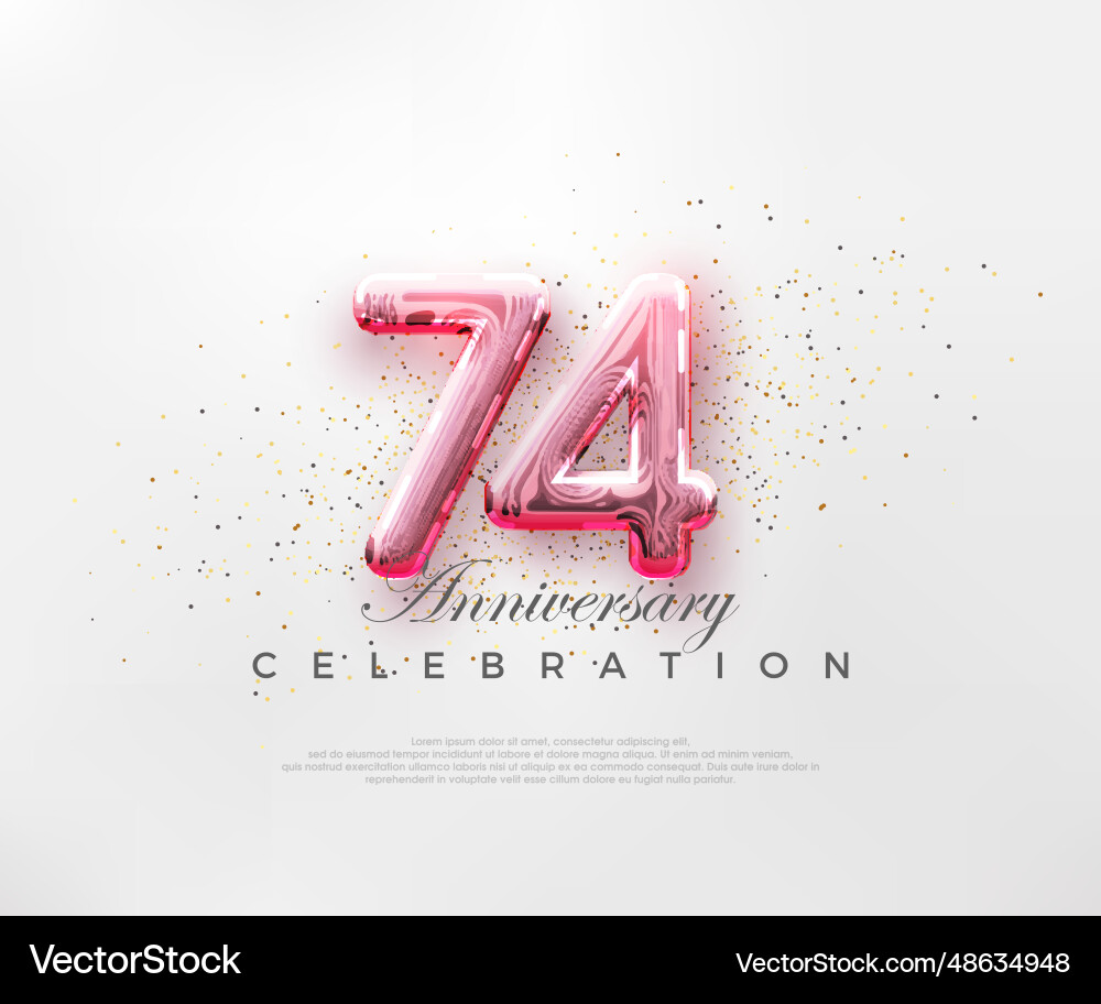 Balloons number 74th with red numbers on a bright Vector Image