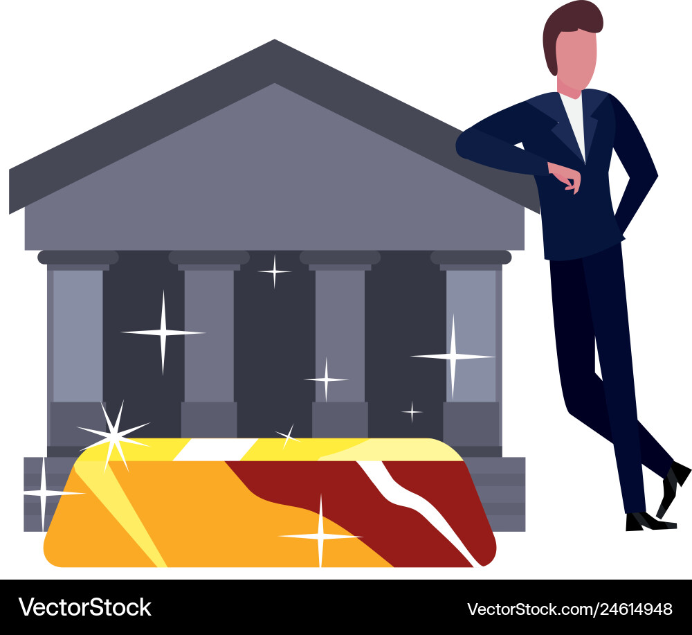 Businessman money bank Royalty Free Vector Image