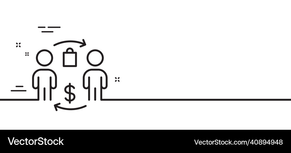 Buying process line icon shopping bag sign Vector Image