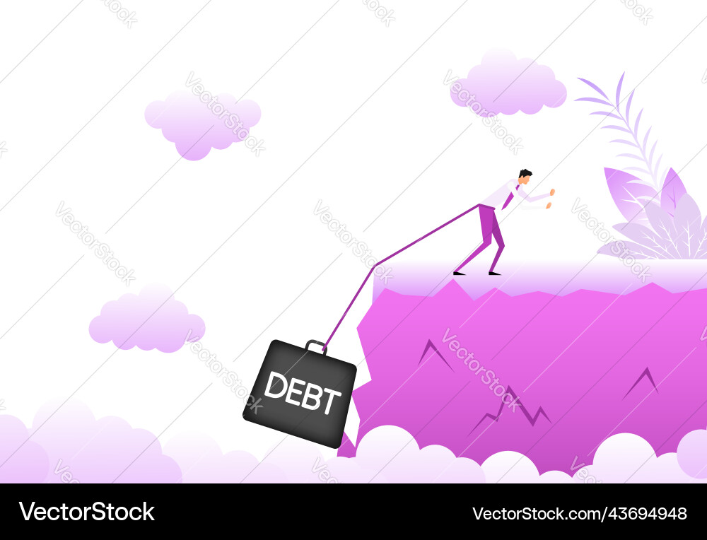 Cartoon icon with people chasm debt concept team Vector Image