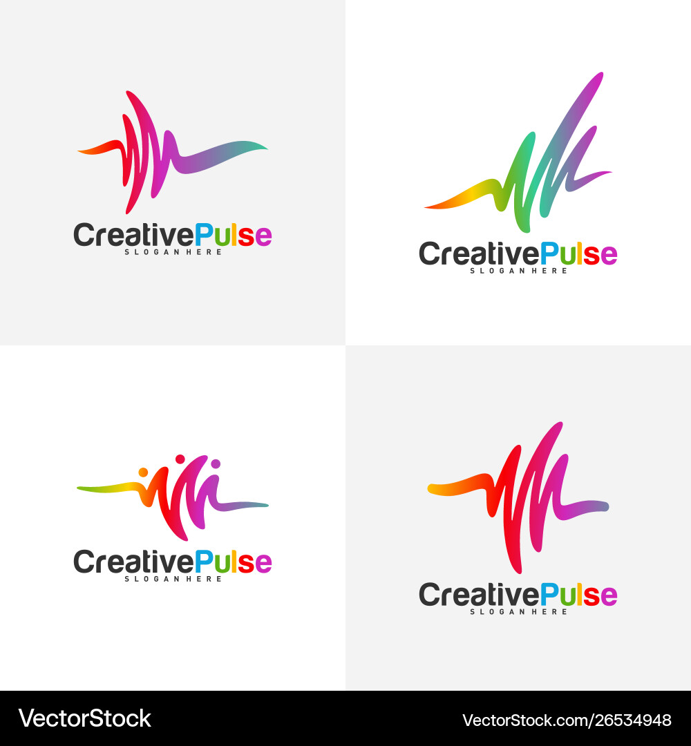 Colorful pulse logo concepts pulse people logo Vector Image