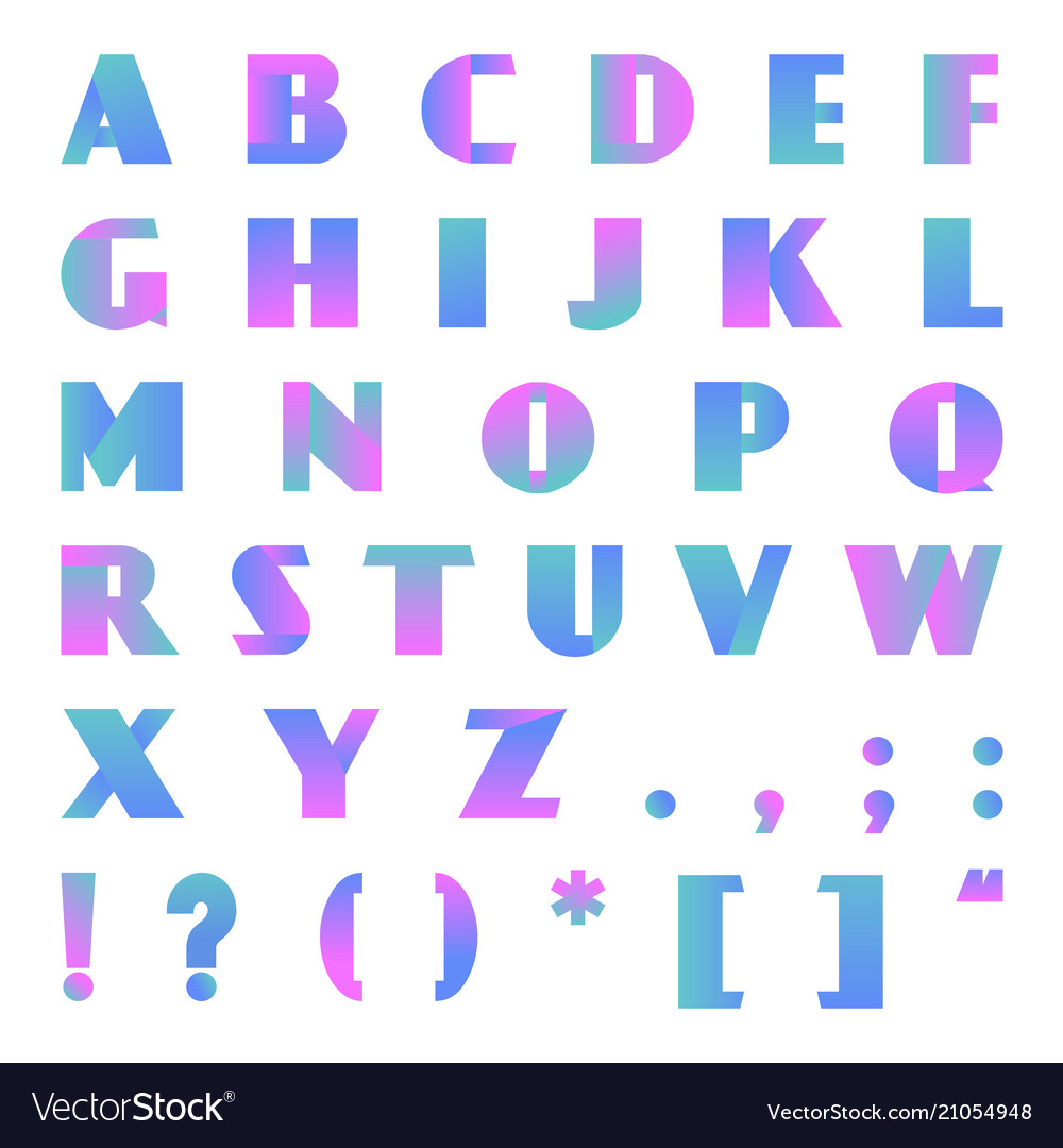 Creative modern bright gradient font Royalty Free Vector