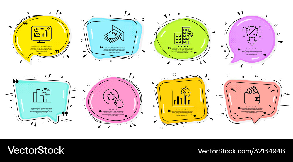 Debit card decreasing graph and loan house icons Vector Image