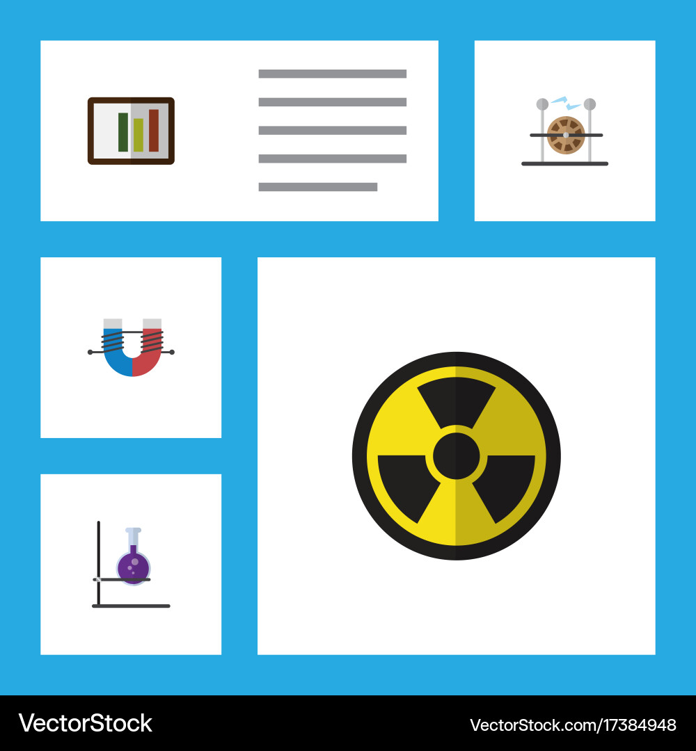 Flat icon science set of irradiation diagram Vector Image