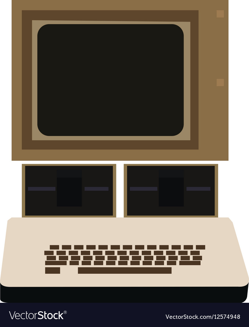 Isolated retro computer Royalty Free Vector Image