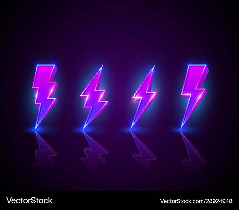 Neon sign lightning signboard on black Royalty Free Vector