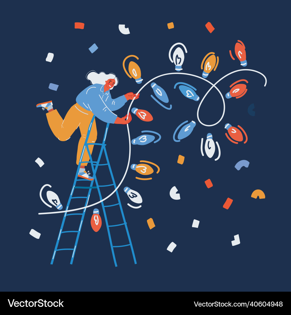 Of woman decorating room Royalty Free Vector Image