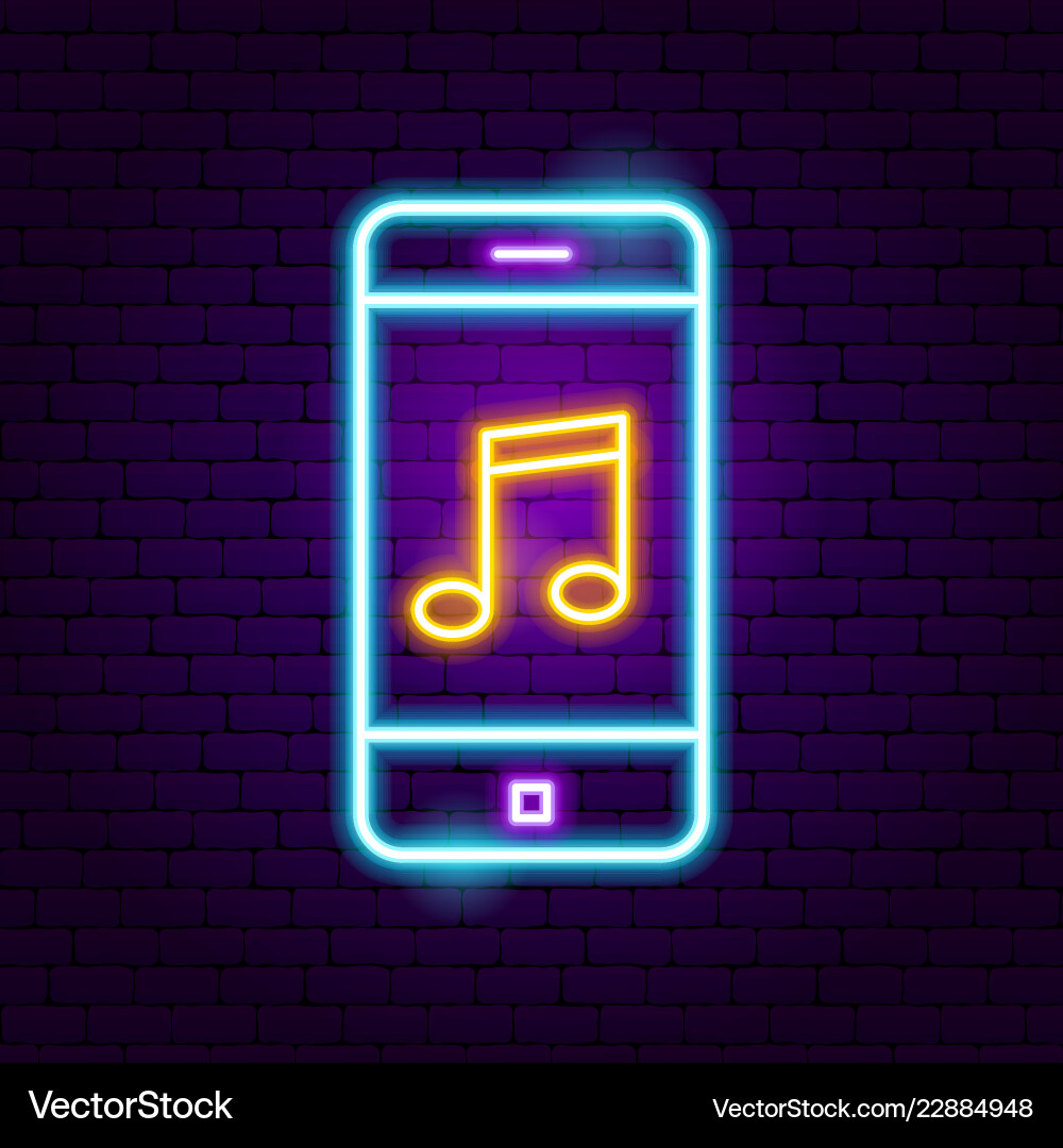 Phone music neon sign Royalty Free Vector Image