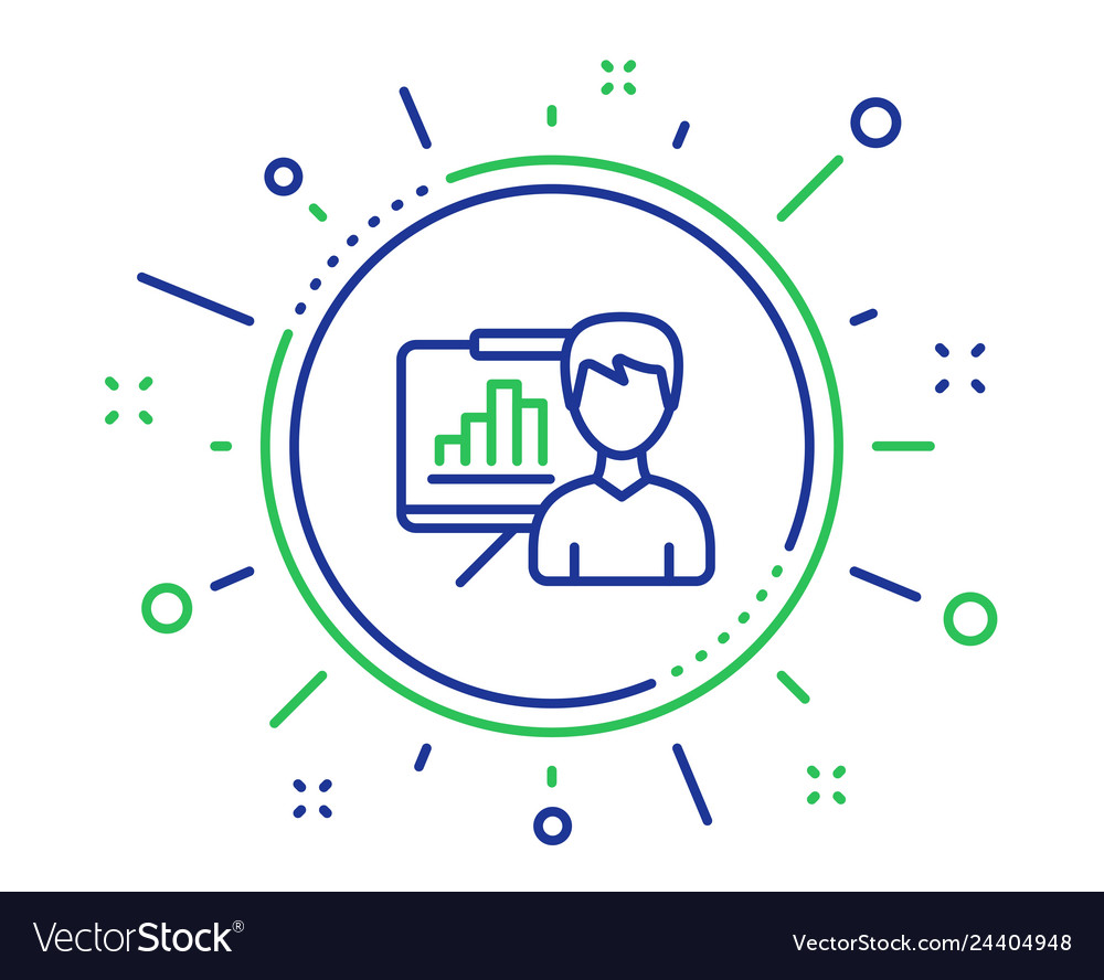 Presentation board line icon column graph sign Vector Image