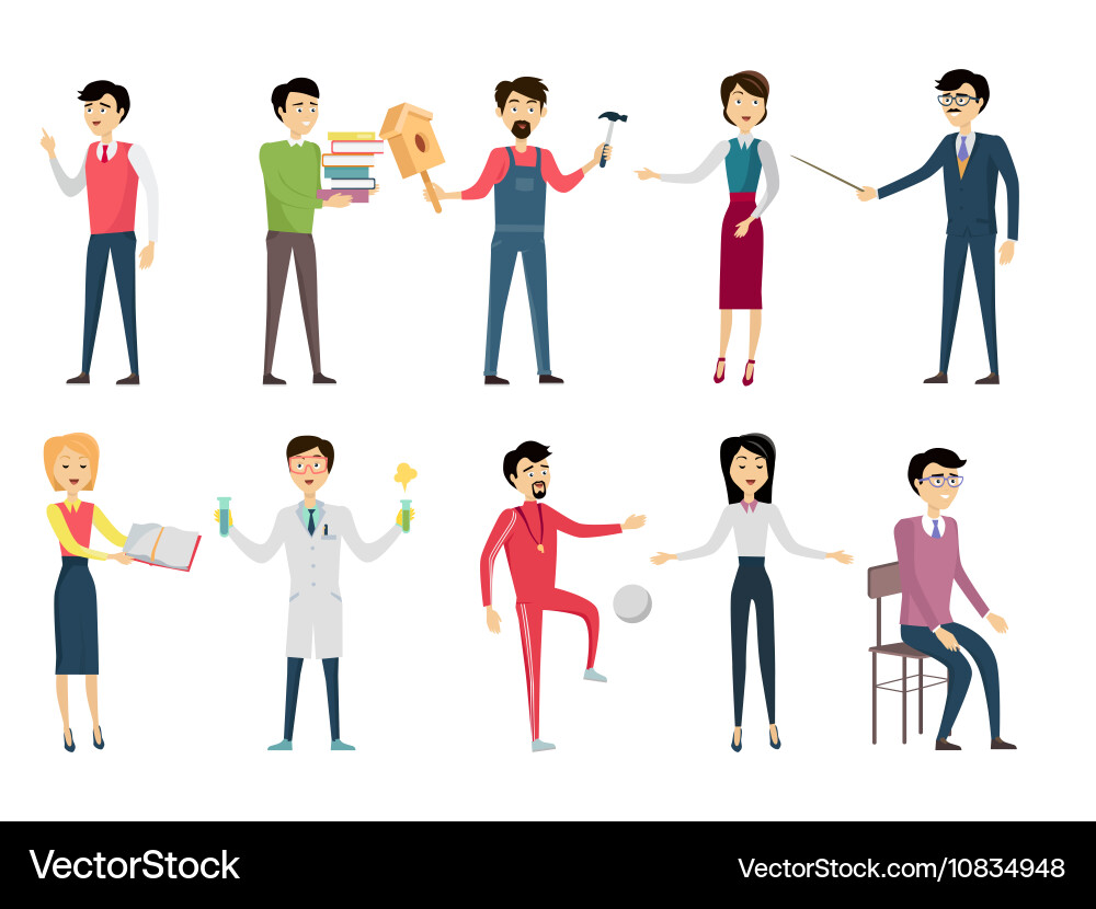 Set of school teacher characters Royalty Free Vector Image