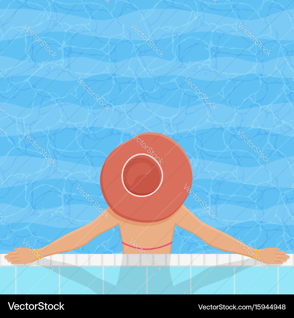 Swimming pool with relaxing woman Royalty Free Vector Image
