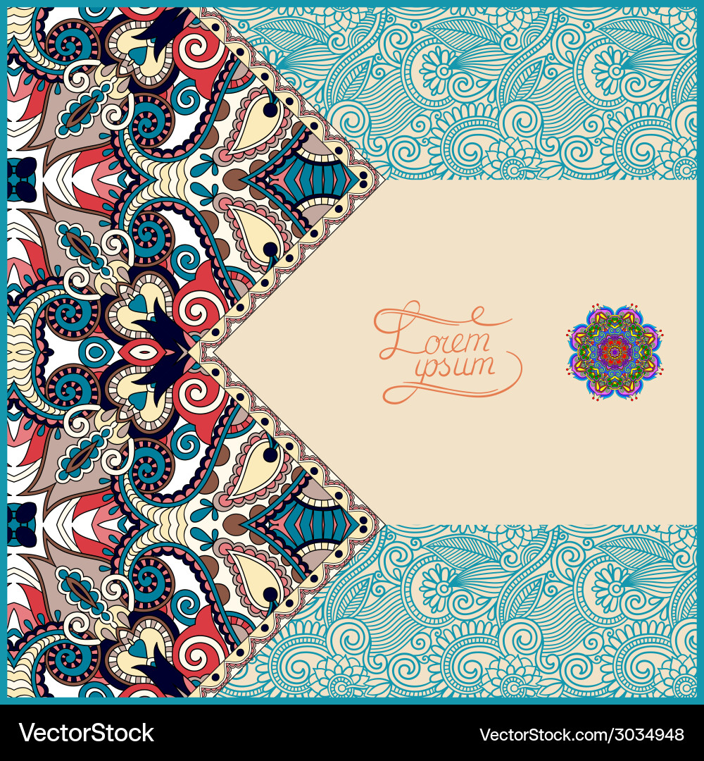 Unusual floral ornamental template with place Vector Image